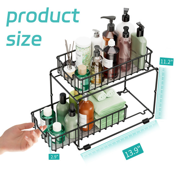 Rebrilliant Qualon 2 Tier Steel Pull Out Drawer For Pantry Cabinet Under Sink And Reviews Wayfair